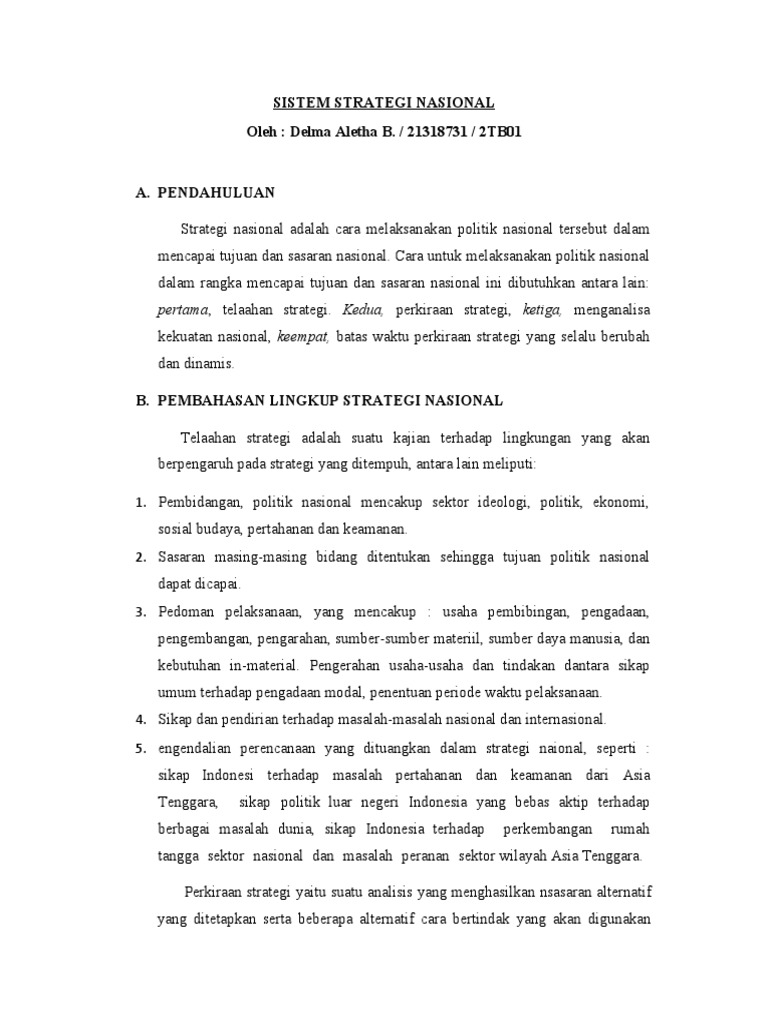 Strategi Nasional Pembangunan Indonesia | PDF