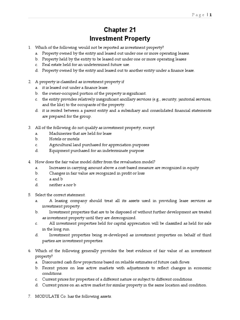 Chapter 21 - Investment Property | PDF | Lease | Investing