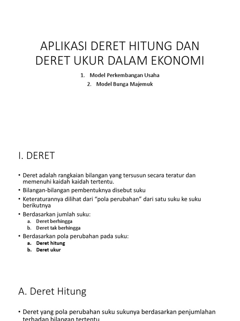 4 Aplikasi Deret Hitung Deret Ukur Dalam Ekonomi | PDF