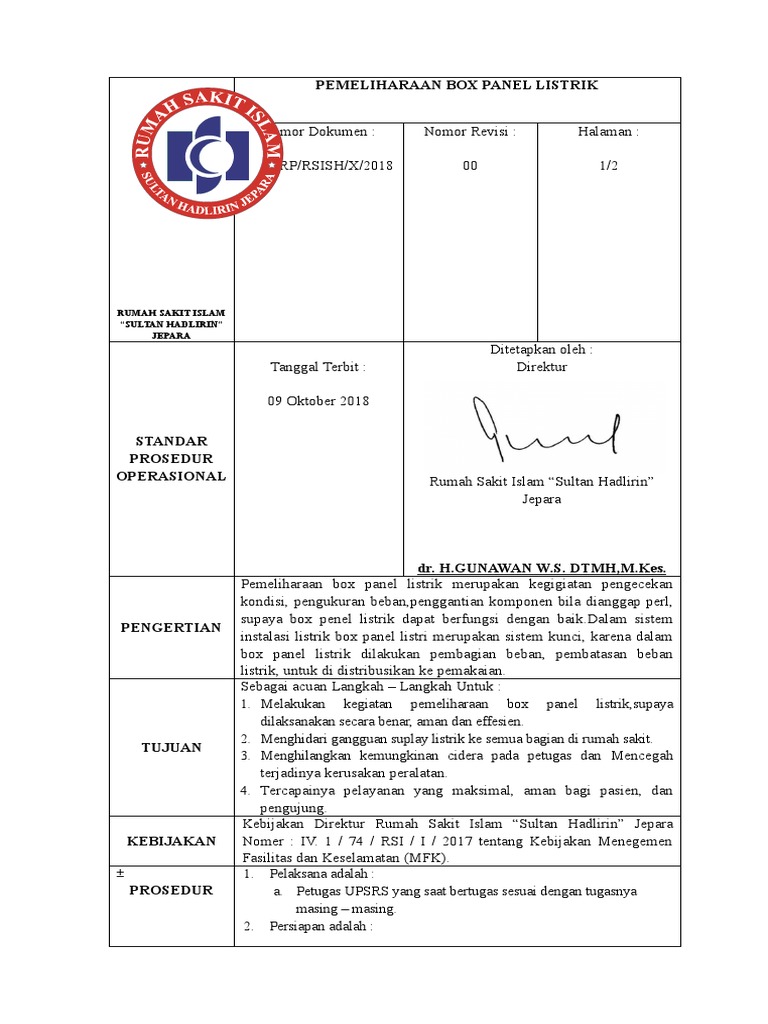 SOP Box Panel Listrik | PDF