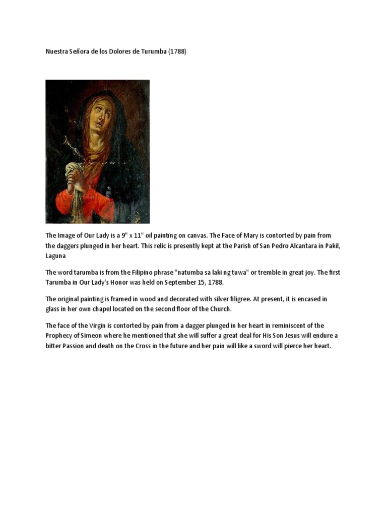 Nuestra Señora de los Dolores de Turumba Painting | PDF