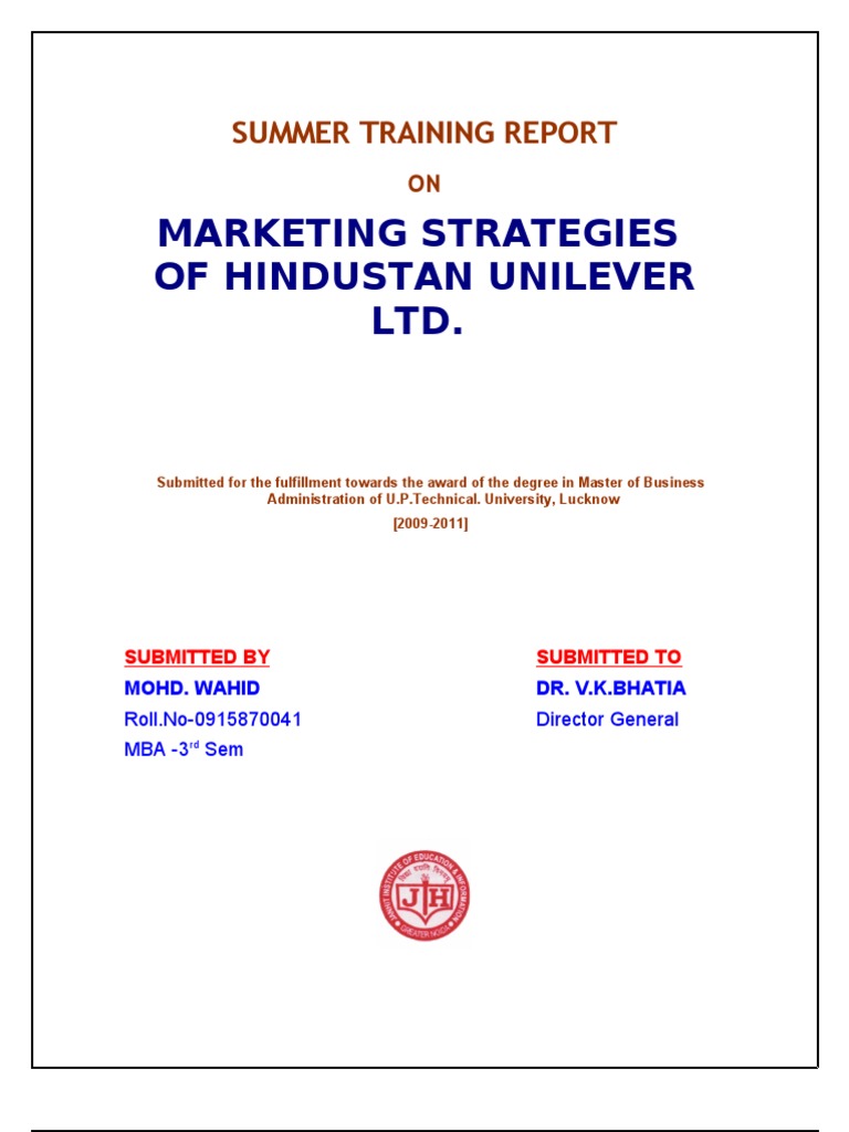 HUL Marketing Strategies Report | PDF | Unilever | Employment