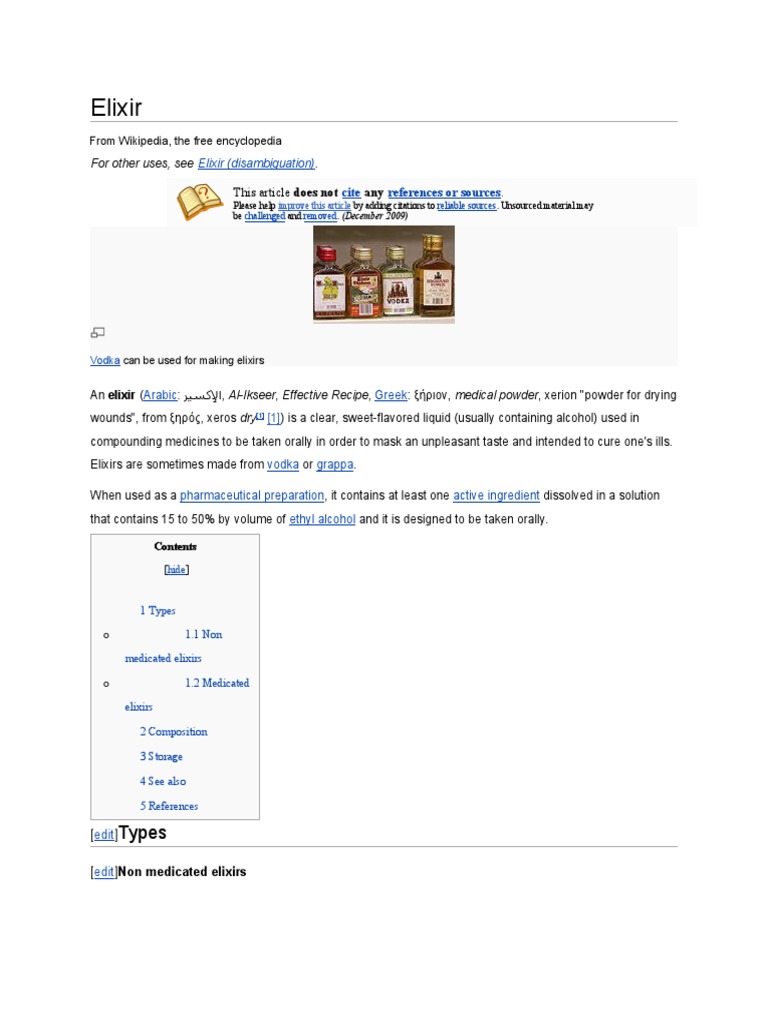 Elixir | Download Free PDF | Chemistry | Pharmacology