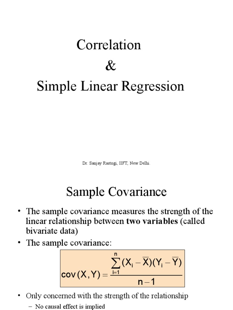 Correlation & Simple Linear Regression: Dr. Sanjay Rastogi, IIFT, New Delhi | PDF | Errors And ...