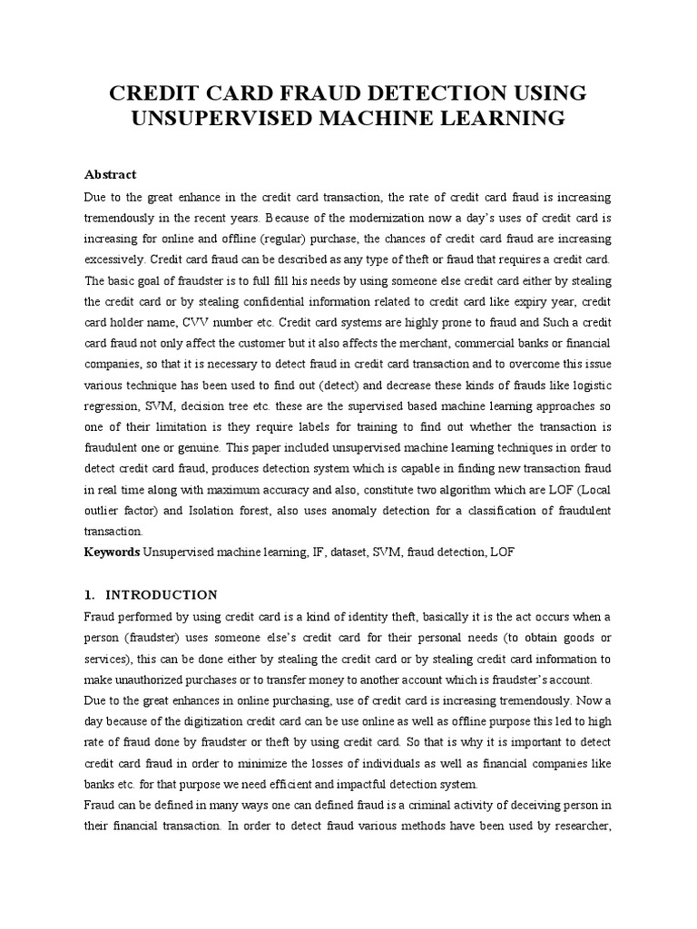 Credit Card Research Paper | PDF | Machine Learning | Outlier