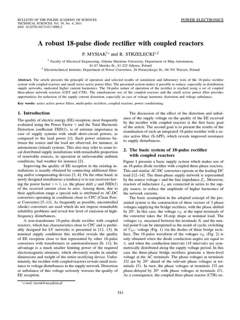 A Robust 18-Pulse Diode Rectifier With Coupled Reactors | PDF ...