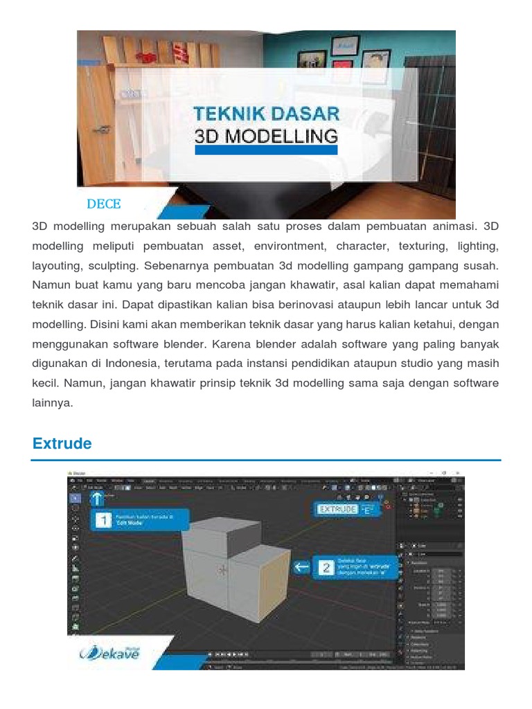 Teknik Dasar 3D Modelling di Blender | PDF