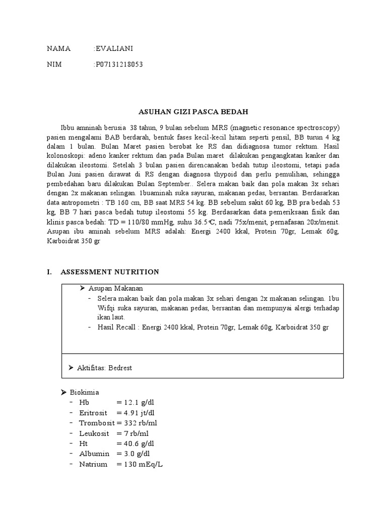 Evaliani NCP Pasca Bedah | PDF