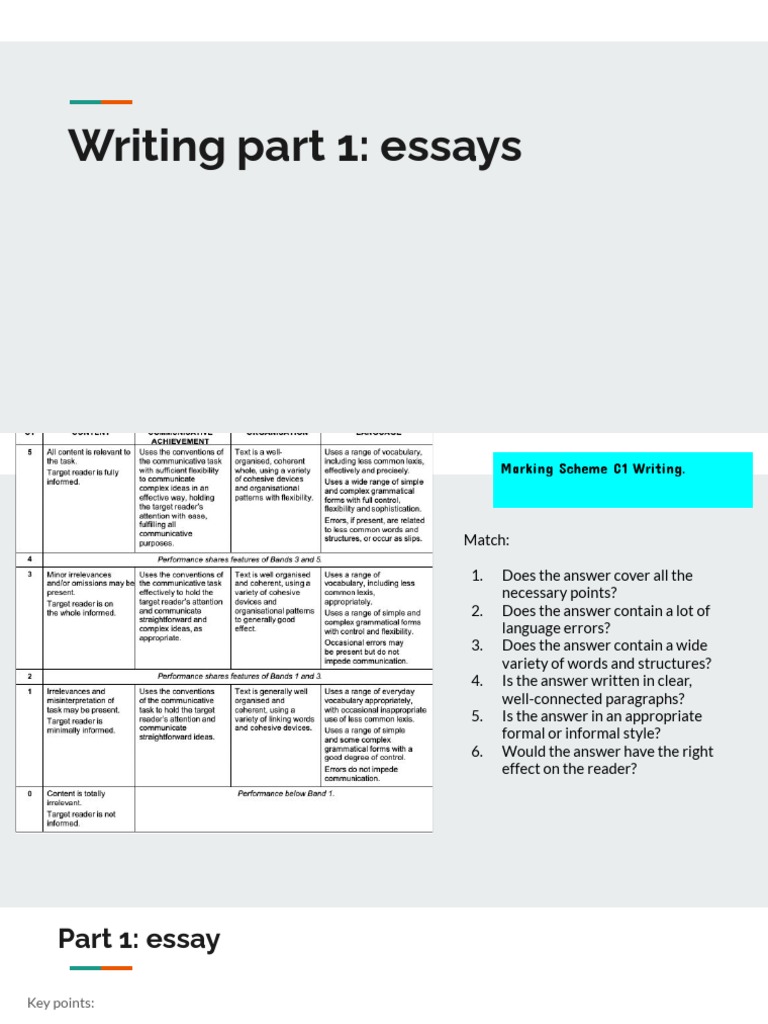 Writing Part 1: Essays | PDF | Essays | Linguistics