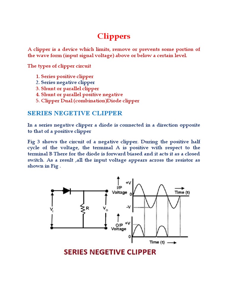 Types of Clipper Circuits Explained | PDF