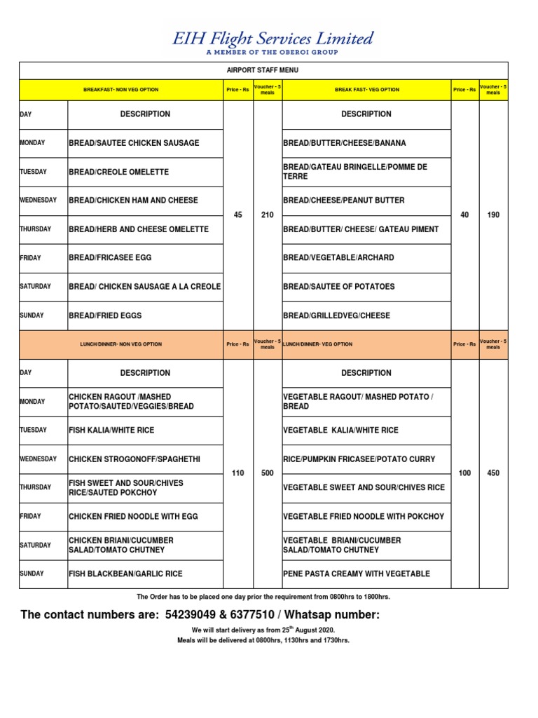 Menu BF LN DN & Price | PDF | Lunch | Meal