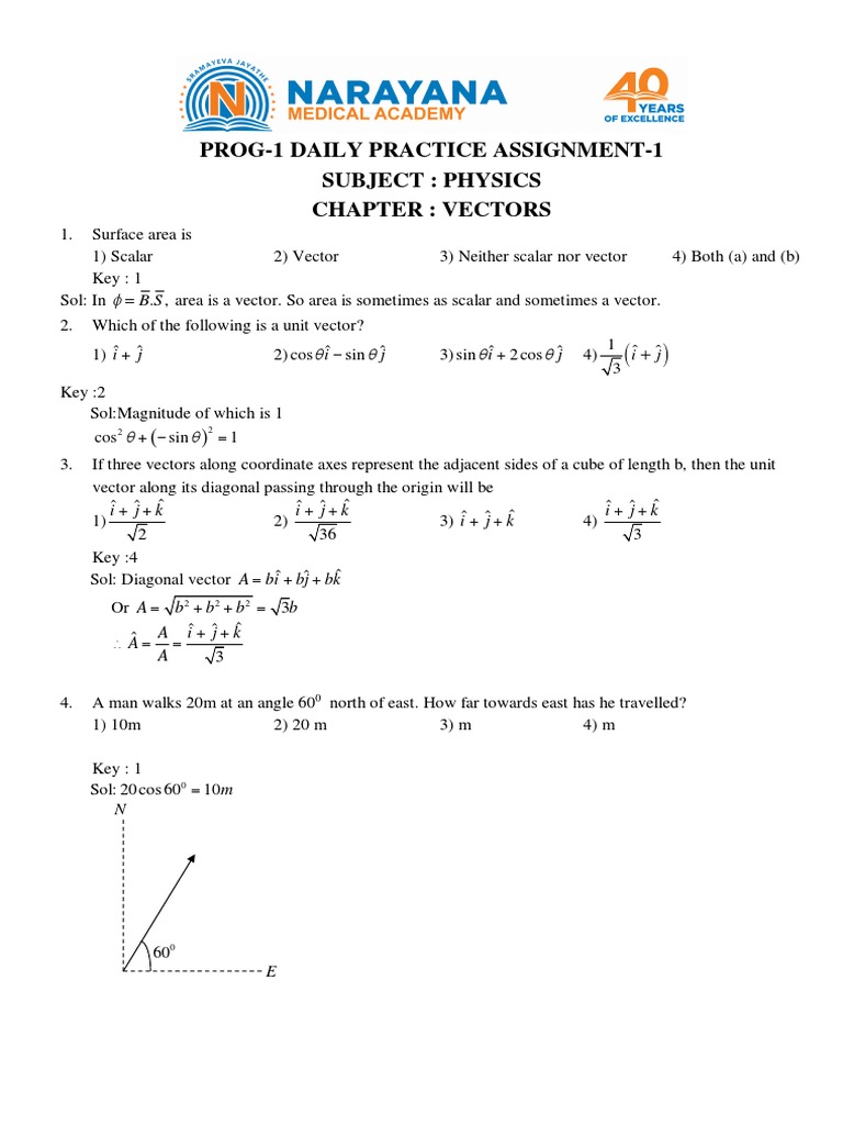 Prog-1 Daily Practice Assignment-1 Subject: Physics Chapter: Vectors | PDF | Euclidean Vector ...