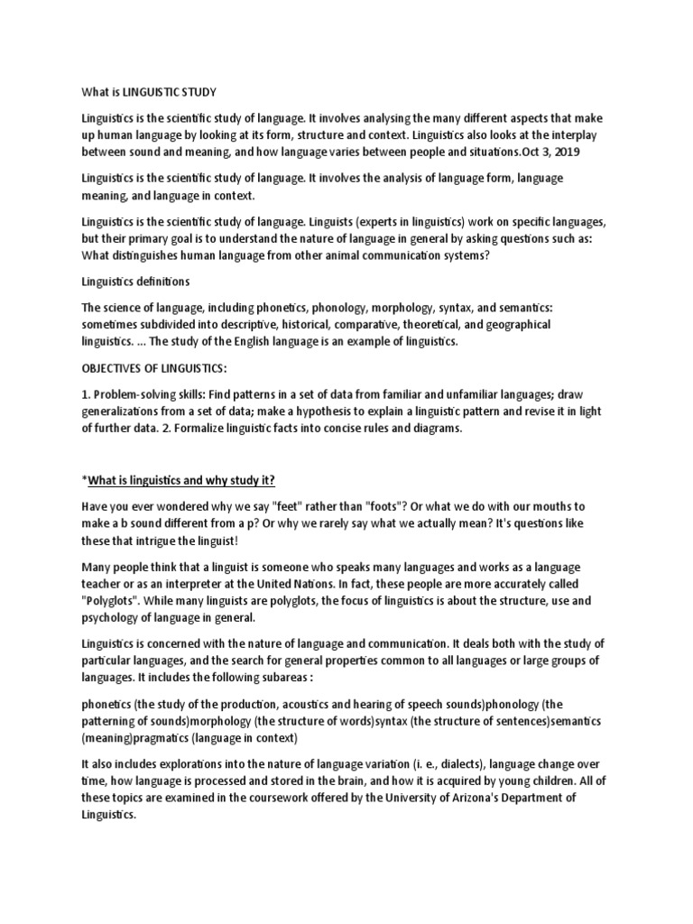 What Is Linguistic Study | PDF | Linguistics | Word