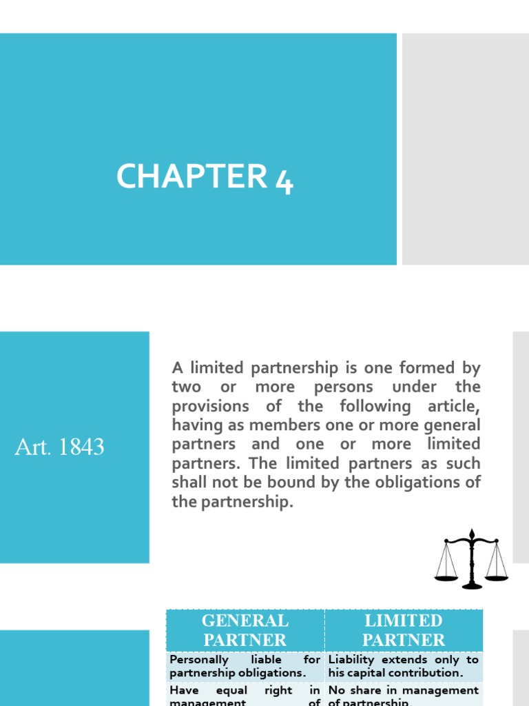 Chapter 4 - Partnership | PDF | General Partnership | Limited Partnership