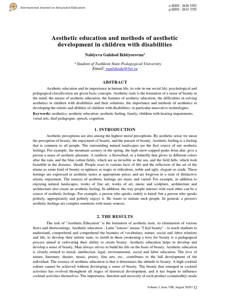 Aesthetic Education and Methods of Aesthetic Development in Children ...