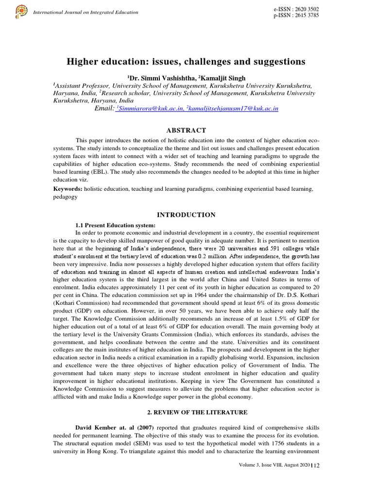 Higher Education: Challenges and Solutions | PDF | Teaching Method ...