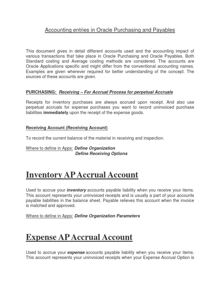Accounting Entries in Oracle Purchasing and Payables | PDF | Accounts ...