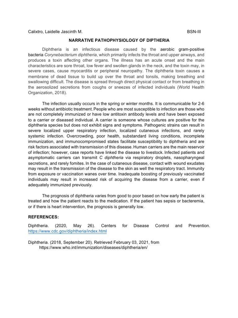 Calixtro, LJ Bacterial Infections Narrative Pathophysiology | PDF ...