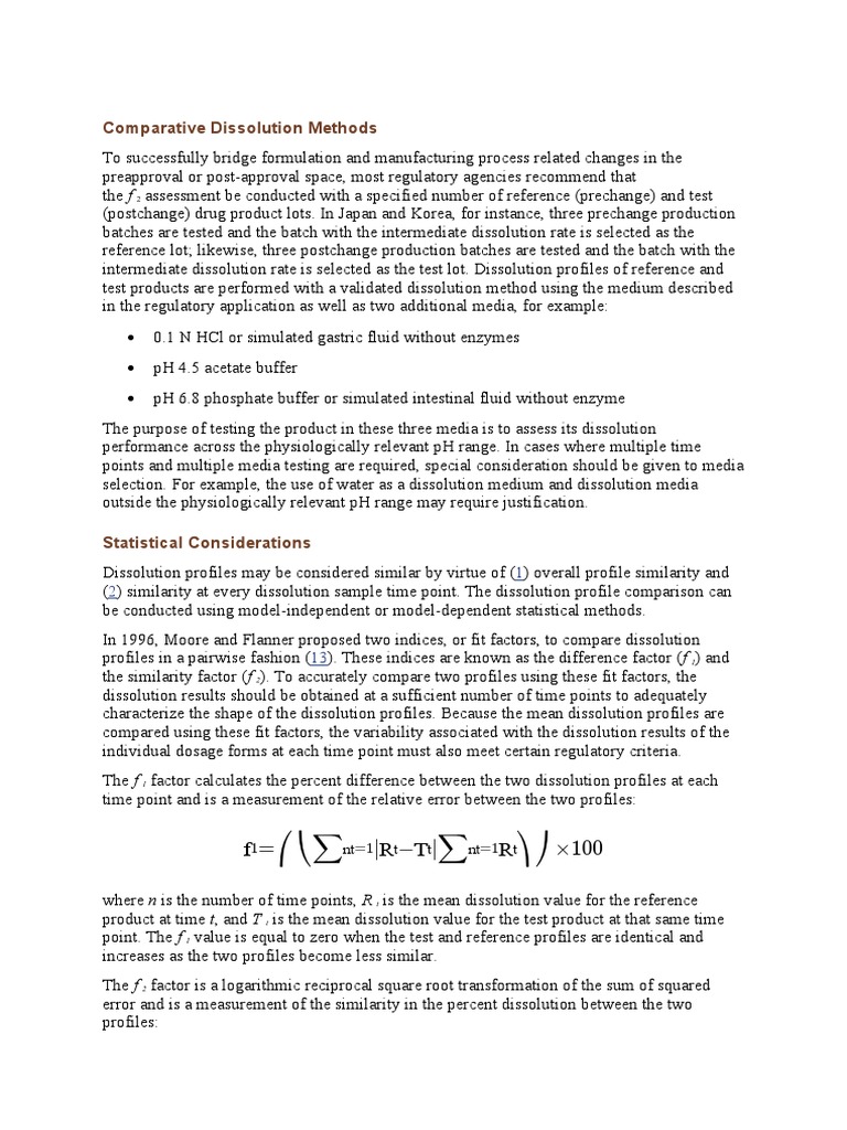 Comparative Dissolution Methods: F - R T - R ×100 | PDF | Bootstrapping ...