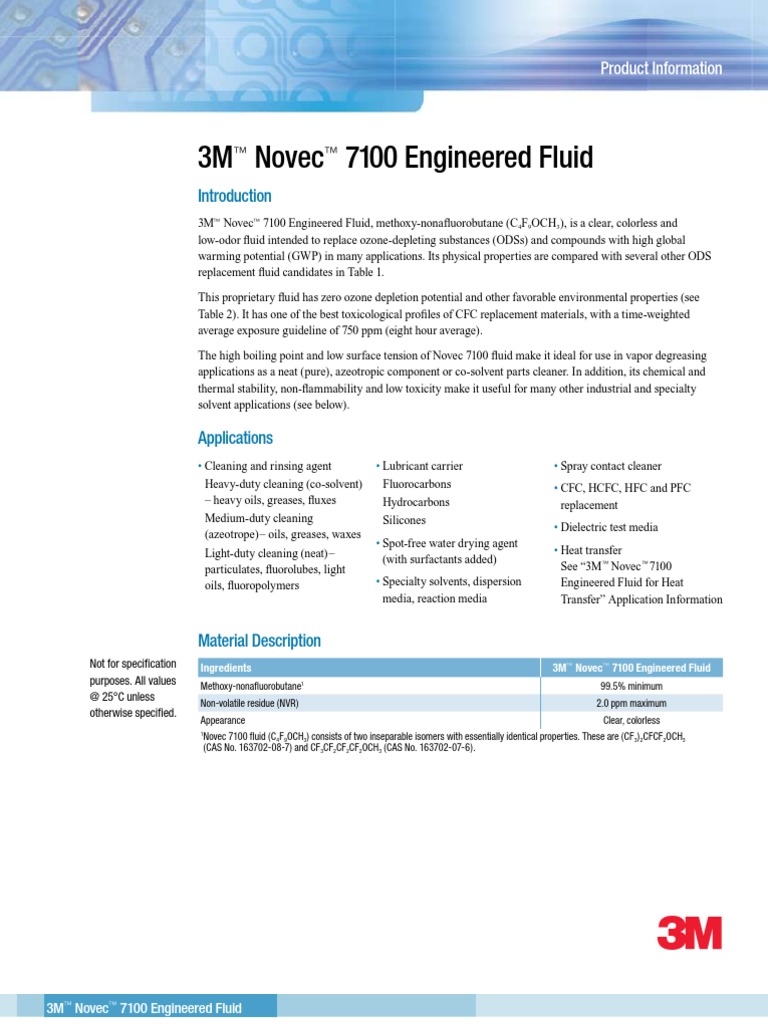 Data Sheet HFE-7100 | PDF | Toxicity | Implied Warranty