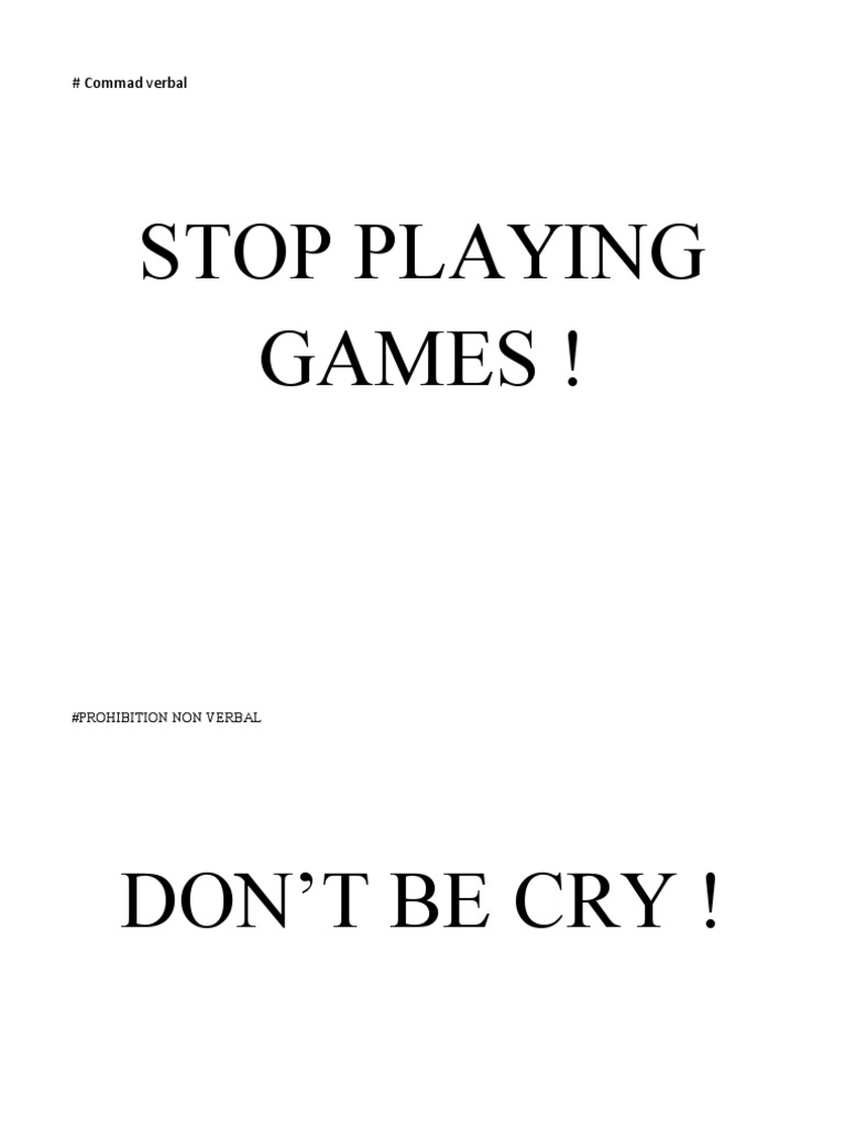 Stop Playing Games !: # Commad Verbal | PDF