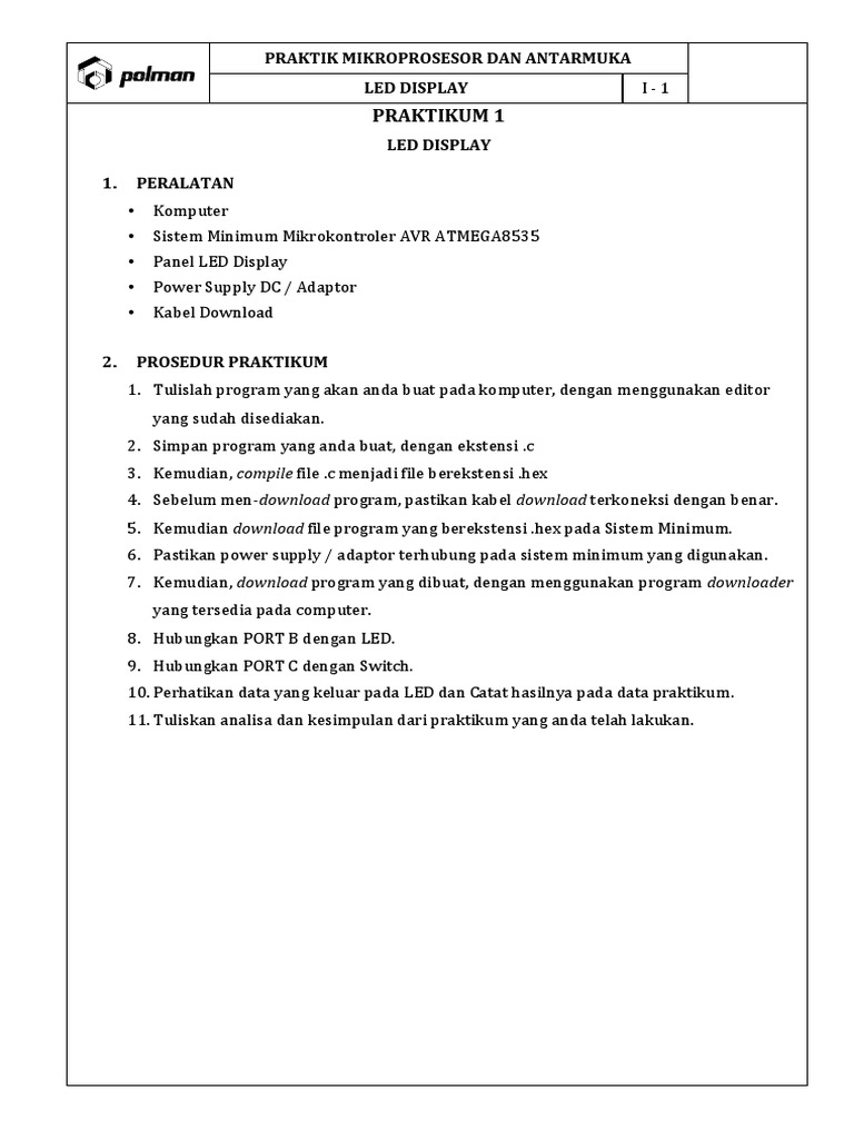 1-Praktikum LED Display | PDF