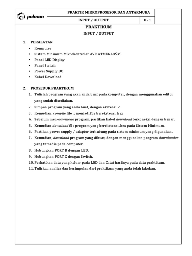 2-Praktikum Input-Output (LED-Switch) | PDF