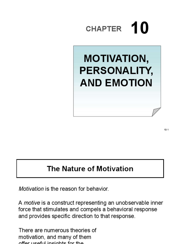 Motivation, Personality Emotions | PDF | Motivation | Motivational