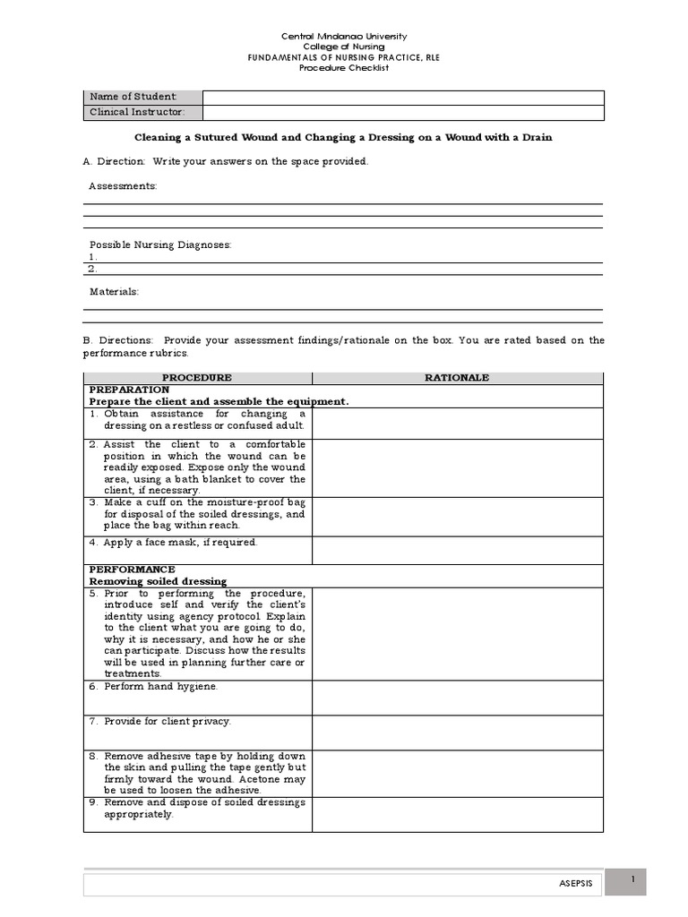 Cleaning A Sutured Wound & Changing A Dressing On A Wound With A Drain ...