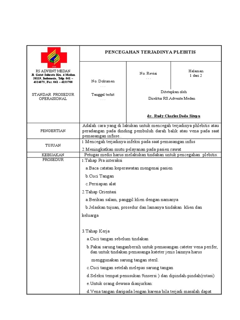 Spo Pencegahan Plebitis | PDF | Sains & Matematika