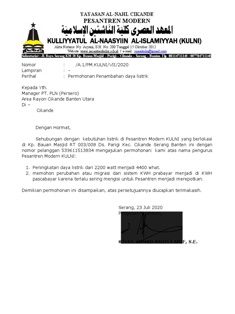 Permohonan Penambahan Daya Listrik PLN | PDF