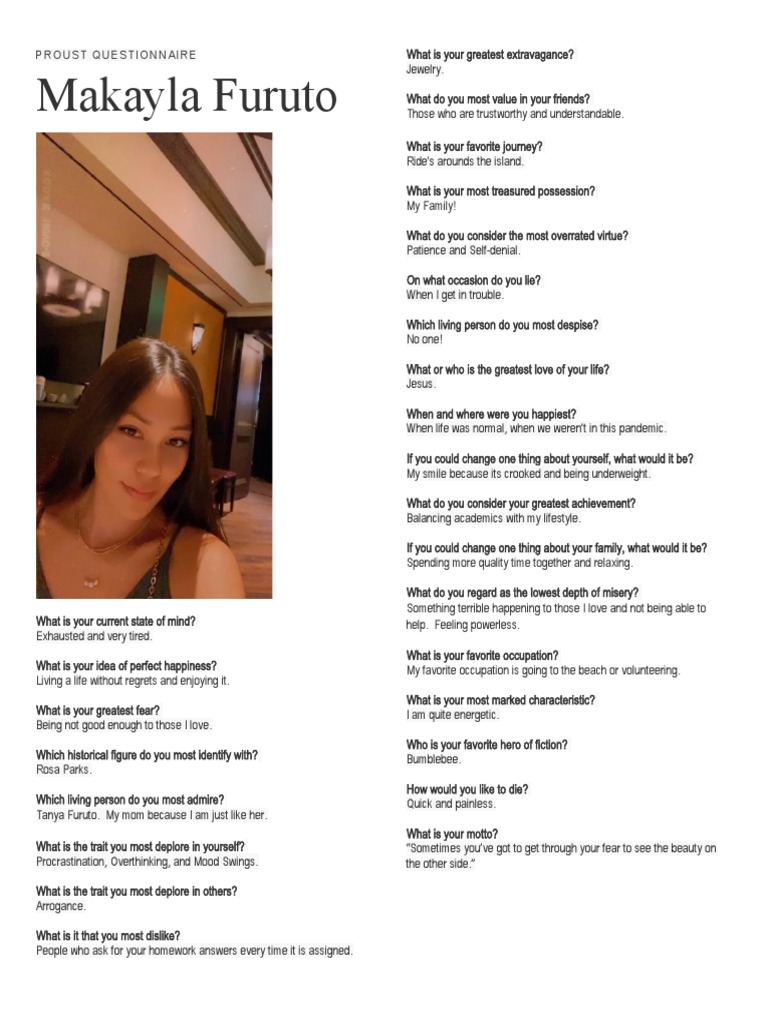 Proust Questionnaire | PDF