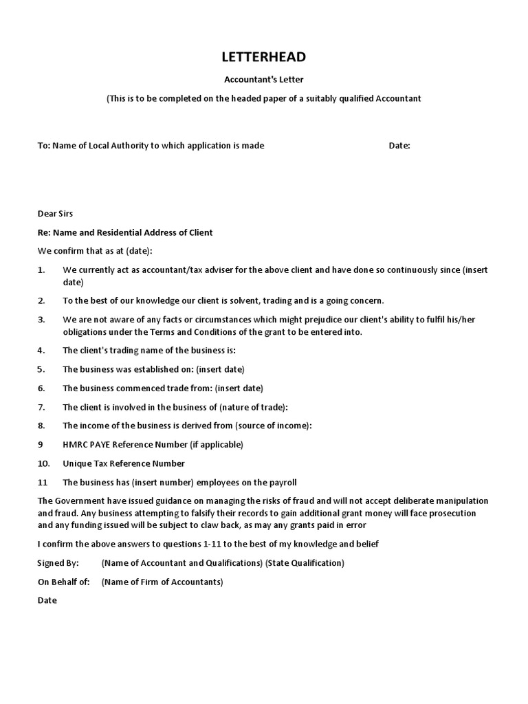 Accountant Letter Template 25112020 | PDF