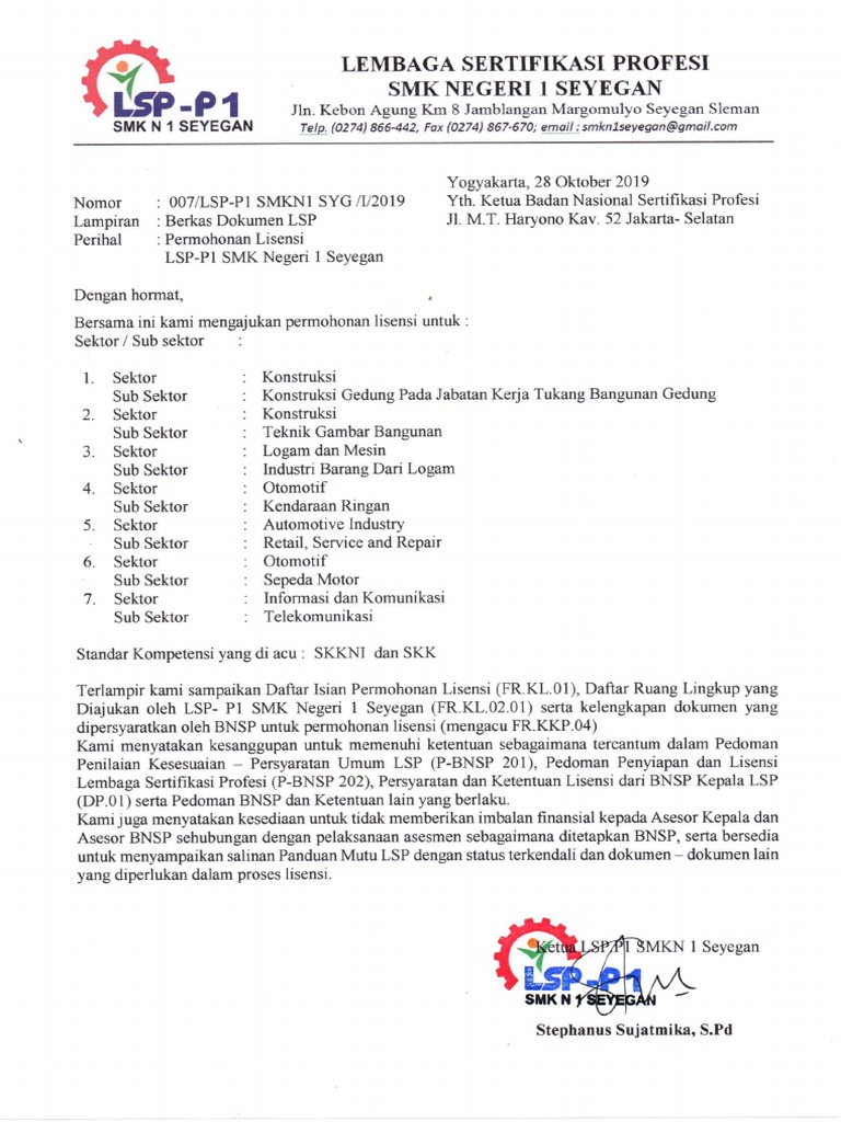 A. Surat Permohonan Lisensi Awal | PDF