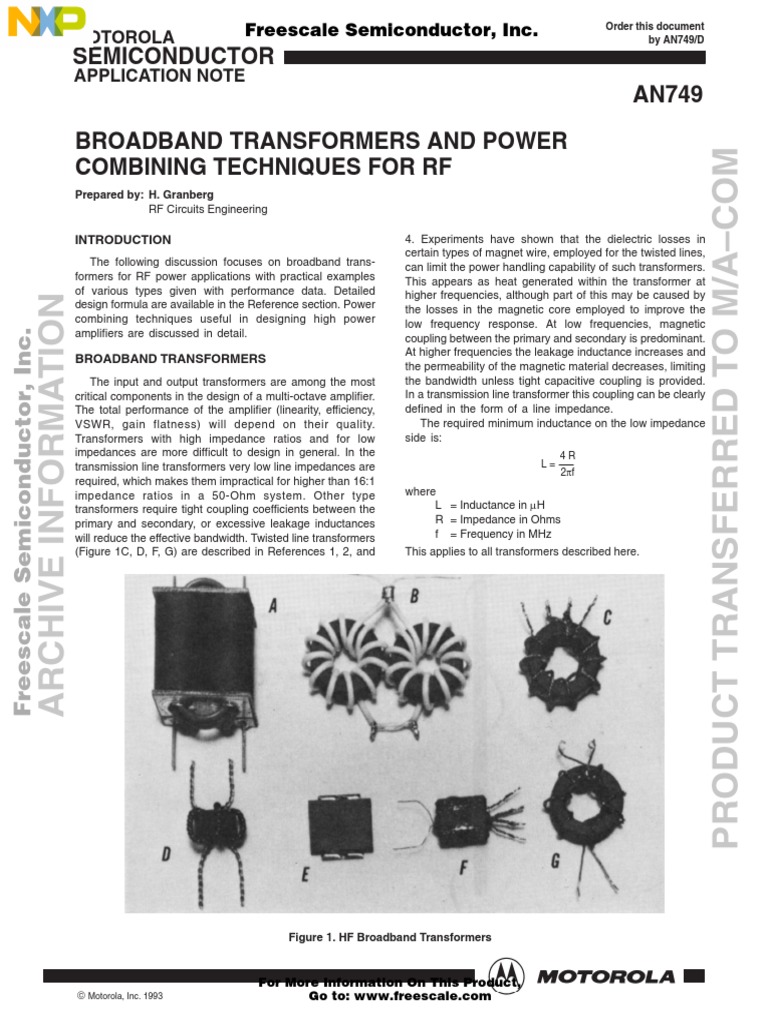 Semiconductor AN749: Motorola Application Note | PDF | Transformer ...