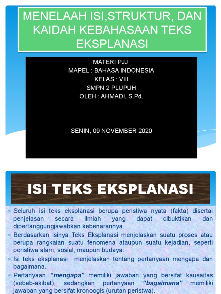 Menelaah Isi, Struktur, Dan Kaidah Kebahasaan Teks Eksplanasi | PDF | Filsafat | Kajian Bahasa Asing