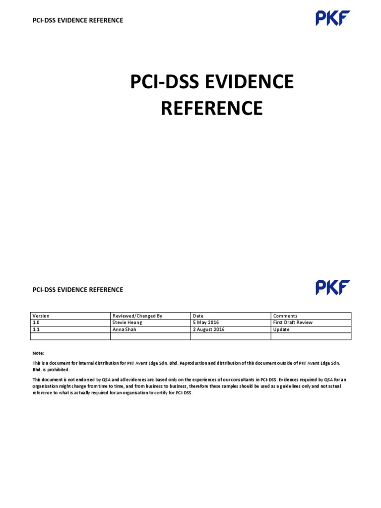 PCI-DSS Evidence Reference Guide | PDF | Payment Card Industry Data ...