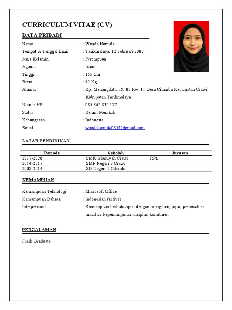 Curriculum Vitae Indonesia | PDF