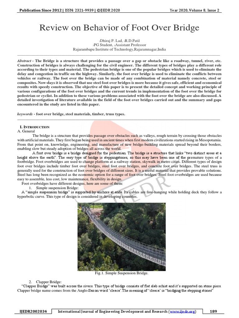 Review On Behavior of Foot Over Bridge | PDF | Bridge | Truss