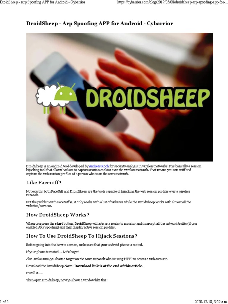 How to Use DroidSheep, an Android ARP Spoofing Tool, to Hijack Web Sessions on a Local WiFi ...