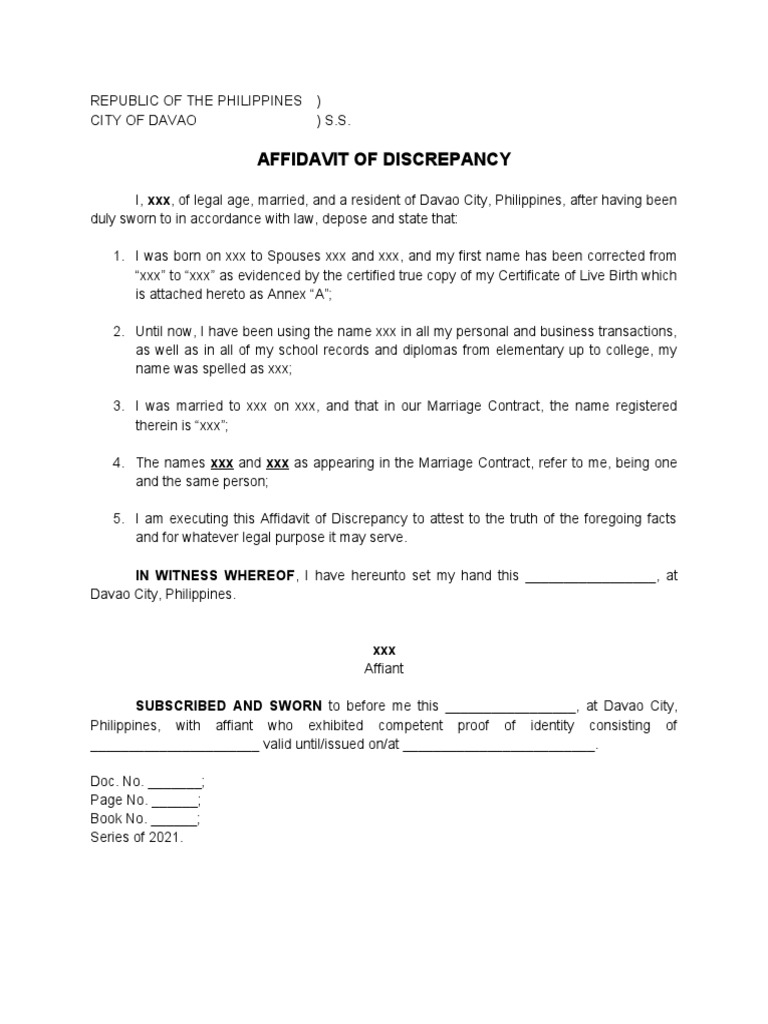 Affidavit of Discrepancy | PDF | Social Science