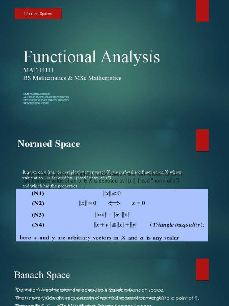 Functional Analysis: Math4111 Bs Mathematics & MSC Mathematics | PDF