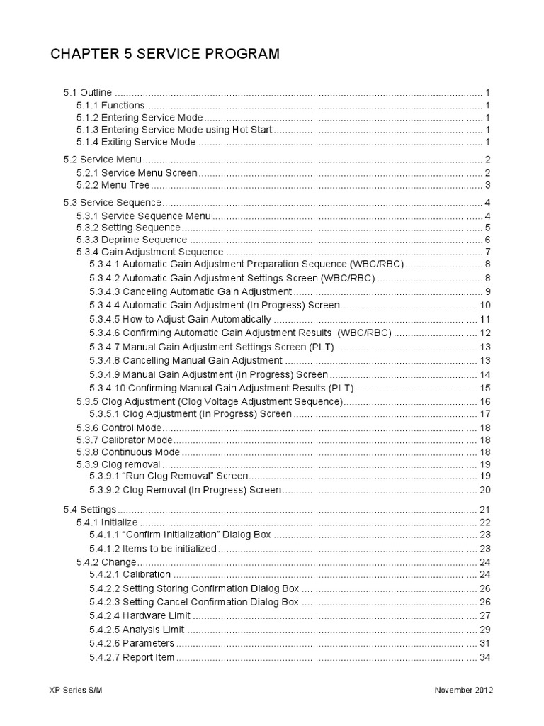 Chapter 5 Service Program: November 2012 XP Series S/M | PDF | Dialog Box | Menu (Computing)
