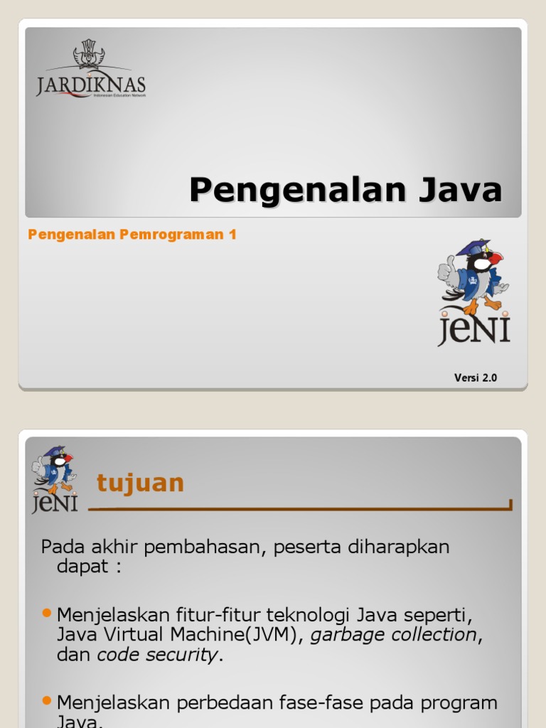 JENI Slides Intro1 Bab02 Pengenalan Java | PDF