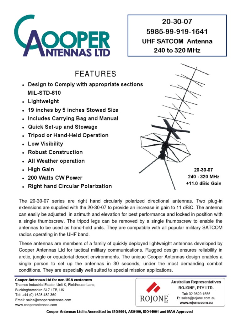 Uhf Satcom Antenna 240 To 320 MHZ | PDF | Antenna (Radio) | Broadcast ...
