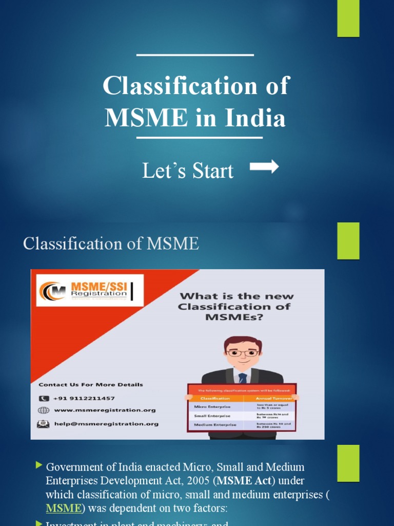 Classification of MSME in India | PDF | Small And Medium Sized ...