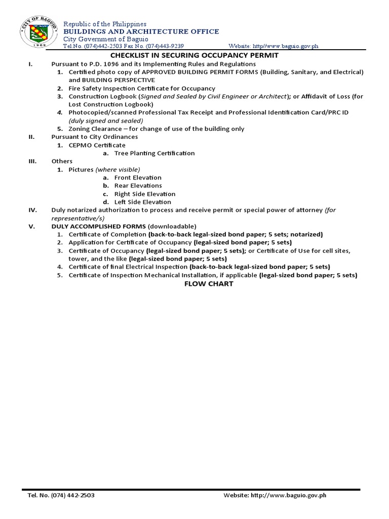 Baguio Occupancy Permit Checklist | PDF | Notary Public | Business