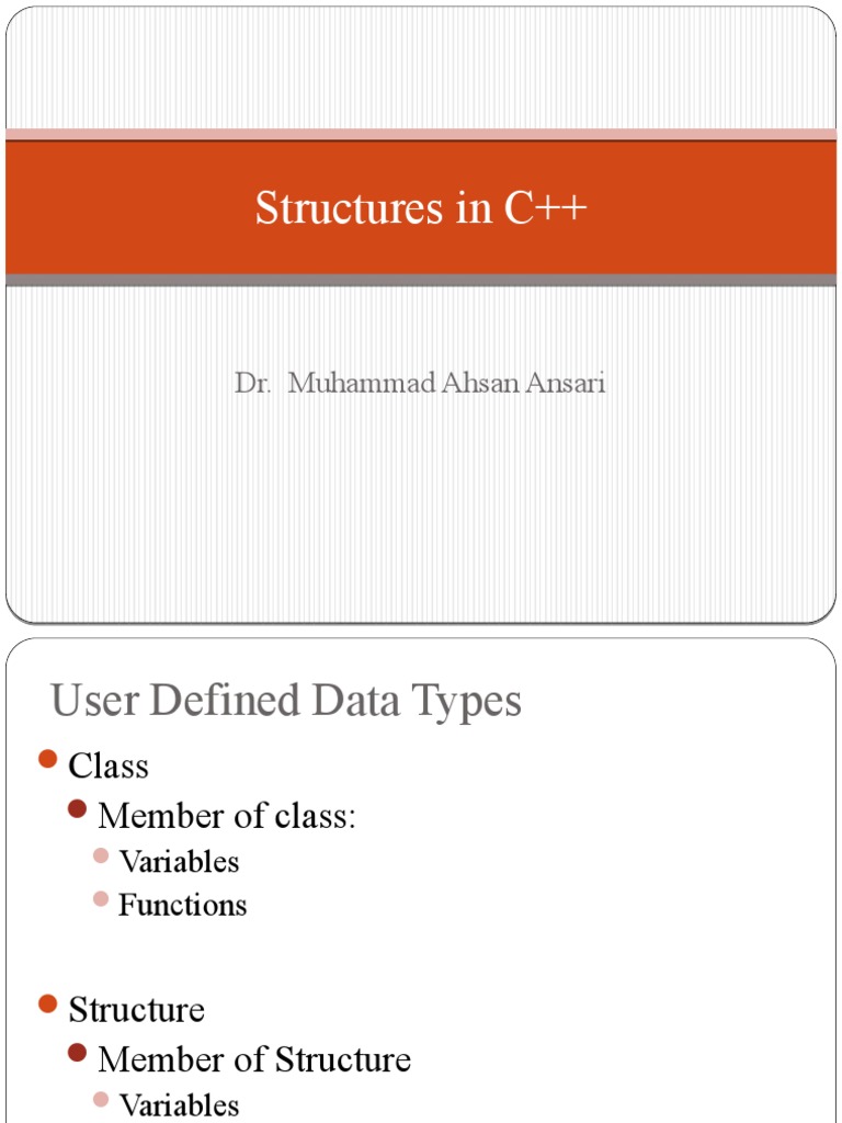 Lec # 6 Structures in C++ Part 1 | PDF | Variable (Computer Science) | Object Oriented Programming