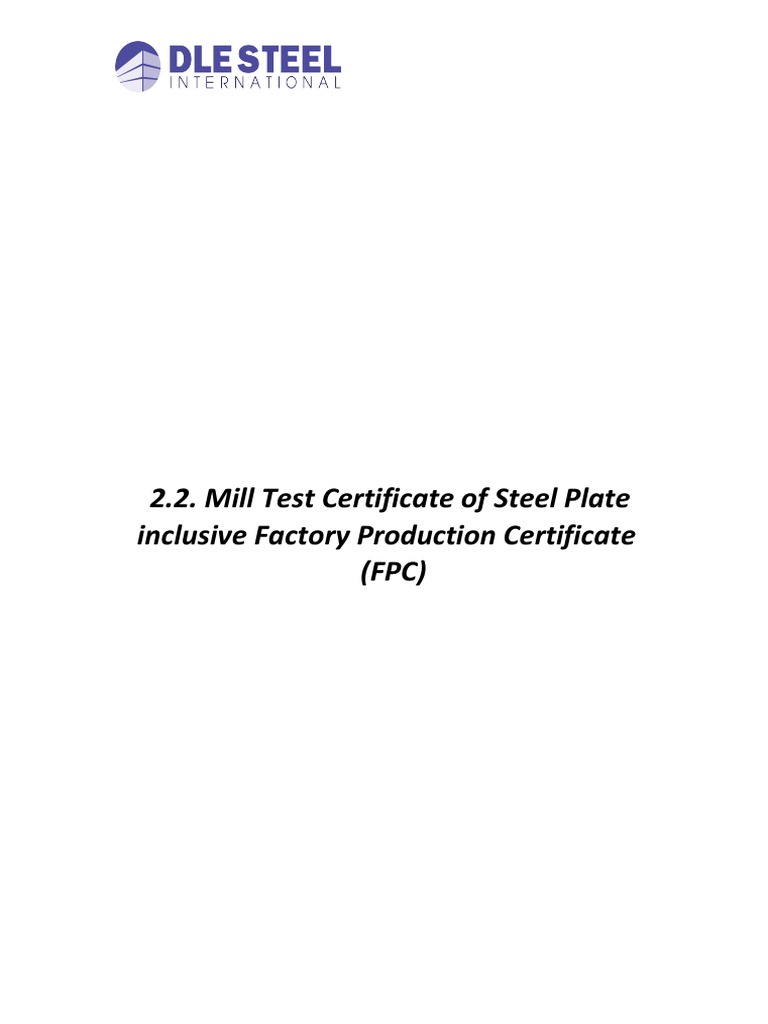 2.2 Mill Certificate of Steel Plate | PDF