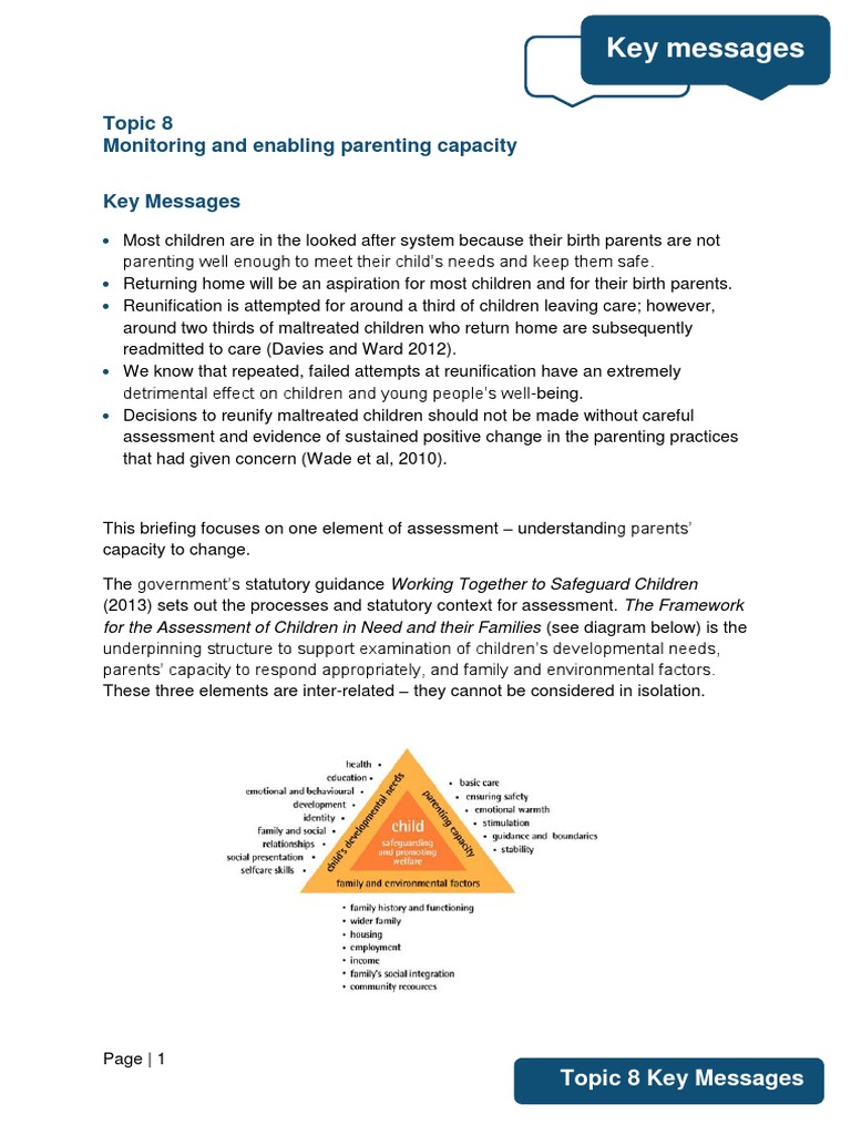 Key Messages Topic 8 Monitoring And Enabling Parenting Capacity Pdf